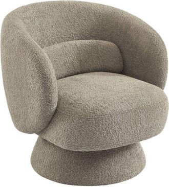 Sweeek Fauteuil pivotant. rotatif 360&deg; en tissu avec coussin beige - L 76 x P 76 x H 76.5cm - Elias