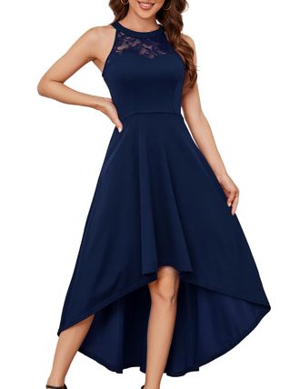 Bbonlinedress BBONL INEDRESS Festliche Kleider Ballkleid lang Damen Abendkleider elegant f&uuml;r Hochzeit Sommerkleid Neckholder High Low Kleid Cocktail Brautkleid -1Na
