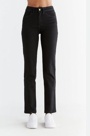 Evermind Damen vegan Jeans Straight Fit Coal Black
