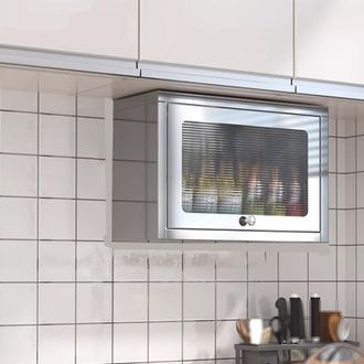 Generic H&auml;ngeschrank K&uuml;che mit Hydraulischer Hebet&uuml;r 304 Wandschrank aus Edelstahl mit Abgerundeten Ecken Kein Bohren Erforderlich Badezimmerschrank f&uuml;r Garag