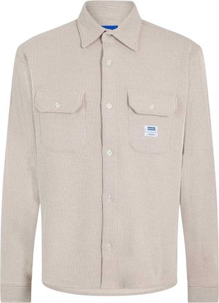 HUGO BOSS Hugo Herren Ekynone Vertikale Streifen Oxford Langarmhemd (Wei&szlig;)