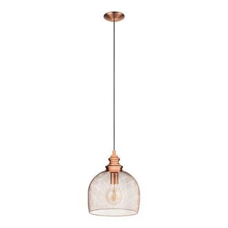 Eglo Lampe Suspendue Straiton 1 Ampoule Lampe &agrave; Suspension Industrielle Vintage Suspension en Acier en Cuivre Lampe de Table de Salon Suspension avec Douil