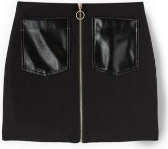 Motivi Femme, Jupes, Noir, Taille: 42 FR Mini-jupe en cuir verni avec poches