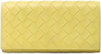 Bottega Veneta Portefeuille long tiss&eacute; doccasion - Femme - Pre-owned - Jaune - Taille: ONE Size