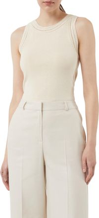 Comma Weiches Strick-Top mit Ajourmuster beige 38