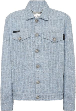 Philipp Plein Tweed Denim Cropped Jacket
