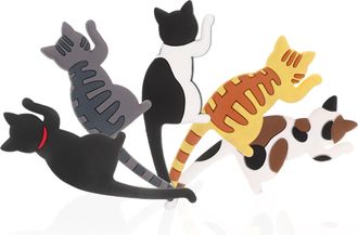 Lurrose 5 St&uuml;ck Teiliges Katzenf&ouml;rmige Magnetische Haken Flexibel Tragbar K&uuml;chen Magnethaken Traceless Wandhaken F&uuml;r Schl&uuml;ssel Handtaschen Und K&uuml;hlschrank Dek