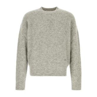 Ami Homme, Pulls, Gris, Taille: S Pull ras du cou en laine dalpaga