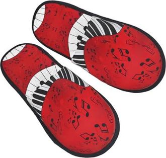 Generic Piano &Agrave; Notes De Musique Unisexe Chaussures De Maison Respirantes Pantoufles Peluche Chaussons Pour Maison Hiver Int&eacute;rieur L