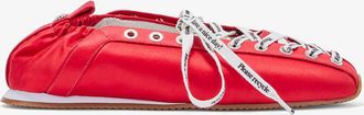 Ganni Ballerine en satin rouge Sporty - Taille 36 Goji Berry - Pour Femme