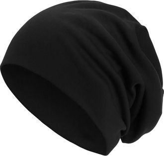 style3 Warme Herbst Winter Slouch Beanie XXL aus atmungsaktivem, feinem und leichten Jersey Unisex M&uuml;tze Winterm&uuml;tze One Size, Farbe:Schwarz