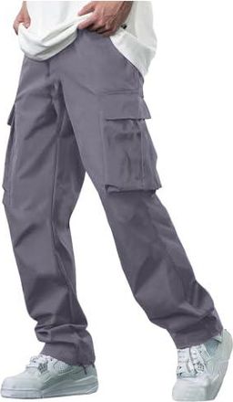 Generic Pantalon Homme a Poche Basse Straight Camouflage Classe Mom Trekking Respirant &Eacute;lastique Couleur Jambe Plaqu&eacute;e Rayures Sequin Japonaise Chanvre Skatin