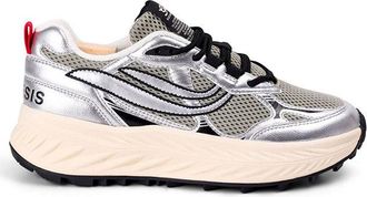 Genesis Damen vegan Sneaker G-99 Bulky Silber Oliv