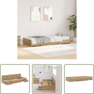 vidaXL Holz Bett - Bettrahmen mit Kopfteil Artisan-Eiche 90 x 200 cm Holzwerkstoff
