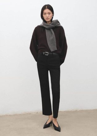 Mango Pantalon droit 7/8 noir - Femme - 34 - MANGO