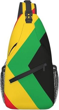 Generic L&eacute;ger Sacoche Homme Bandouliere Sac, motif drapeau jama&iuml;cain Sling Bag Mode Crossbody Bag pour &eacute;cole Voyage Randonn&eacute;e