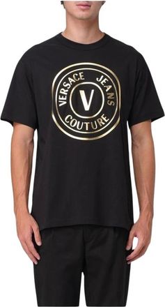 Versace Jeans Couture Homme, Tops, Noir, Taille: XL T-Shirt en coton avec imprim&eacute; graphique