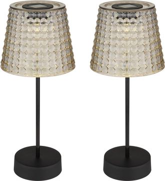 Globo Lighting Globo 2er Set Solar Tischleuchten Rauchfarbig, H&ouml;he 29cm