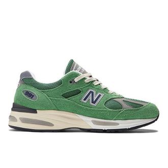New Balance Unisexe Made in UK 991v2 Grounded Pastels en Vert/Gris/Bleu, Suède/Mesh, Taille 37.5 Large