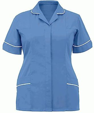 Generic Tunique M&eacute;Dicale Femme Col en V Manche Courte Blouse Infirmiere Uniforme De Travail Haut Et Pantalon Tenue Aide Soignante Professionnelle Esth&eacute;Ticienn