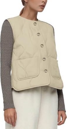 Generic Vestes r&eacute;versibles 2026 pour femmes, veste dhiver chaude sans manches avec poches, veste dext&eacute;rieur douillette, fausse veste dhiver, kaki, XXL