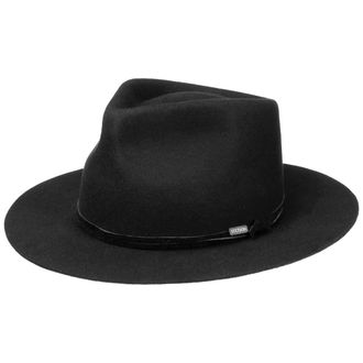 Stetson Vestridge Fedora Wollhut Eleganter Filzhut mit Ledergarniturband Wasserabweisend Unisex Fr&uuml;hling bis Winter schwarz XL (60-61 cm)