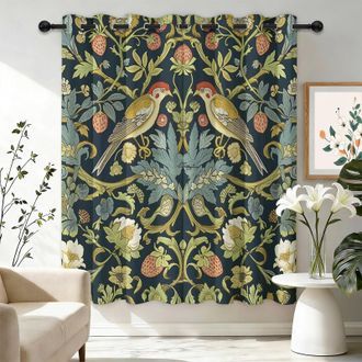 Generic William Morris Blumen V&ouml;gel Blickdichte Vorh&auml;nge H260 X B140 cm (2Er Pack) Bunt Thermo-Isolierung & Verdunkelnd, Uv-Blocker, W&auml;rmeschutz,Maschinenwasc