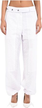 Msgm Msgm, Femme, Pantalons, Blanc, Taille: 40 FR Tapered Pantalons