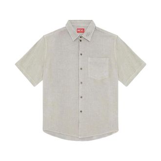 Diesel Beige Kurzarm-Knopfhemd - - Shirts - Herren - Beige - XL