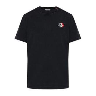 Moncler Logo Patch T-Shirt - - Tops - Herren - Schwarzk - S