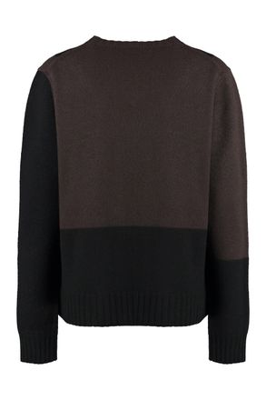 Jil Sander Womens Crew-Neck Geometric Wool Sweater Brown