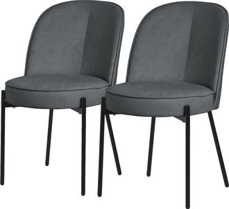 ML Design ML-Design Esszimmerstühle 2er Set Anthrazit, Küchenstühle mit Stoffbezug und Metallbeinen, Wohnzimmerstuhl mit Rückenlehne, Polsterstühle für Esszimme