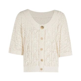 Semicouture Femme, Pulls, Beige, Taille: 38 FR Top Crochet Encolure Ras Du Cou