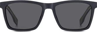 BOSS lunettes de soleil &agrave; monture rectangulaire &agrave; clip - Bleu