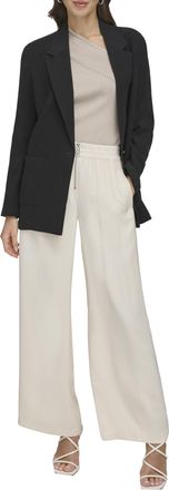 DKNY Damen Womens L/S 1 Bttn Frstd TWI Business Suit Jacket, Blk - Black, S EU