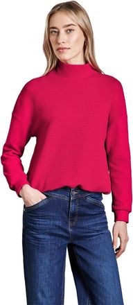 Street One Damen A322794 Shirt Mit Feiner Struktur, Power Berry, 46 EU