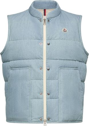 Moncler Moncler Heceta Denim Down Gilet, Men, Blue, Size: 1