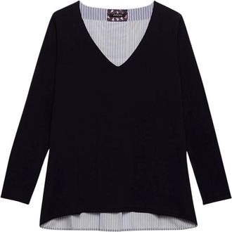 Elena Miro Femme, Tops, Noir, Taille: 38 FR Haut Tricot à Rayures