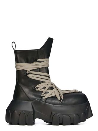 Rick Owens Bottes en cuir Megalace Mega Tractor