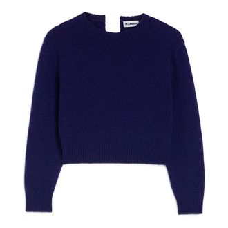Jil Sander Cropped Wollpullover - - Knitwear - Damen - Blau - 2XL