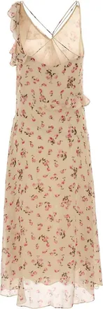 Isabel Marant Womens Printed Muslin Luxie Dress Beige Abiti