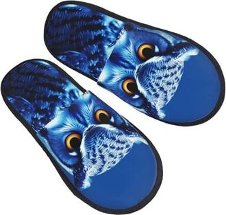Generic Pantoufle Maison Chouette Bleue Chaussons Maison Antid&eacute;rapantes Hiver Chaussures Chaudes Doux Hiver Pantoufles Pour Salon H&ocirc;tels Chambre M