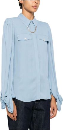 Elisabetta Franchi Femme, Blouses et Chemises, Bleu, Taille: 38 FR q80 Chemise Manches Bouffantes