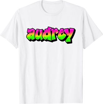 BDAZ Audrey Graffiti Personalisierter Name Gr&uuml;n Rosa Frauen M&auml;dchen T-Shirt