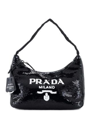 Prada mini sac cabas Re-Edition 2000 Sequins - Noir
