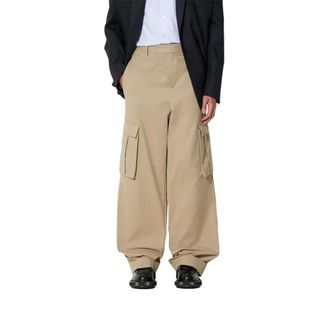 424 Homme, Pantalons, Beige, Taille: M Pantalon cargo en tissu lisse