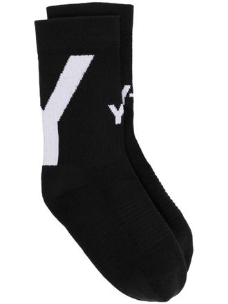 Yohji Yamamoto chaussettes à logo en intarsia - Noir