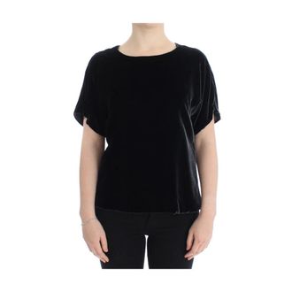 Dolce & Gabbana Schwarze Velvet Crewneck Bluse - - Blouses & Shirts - Damen - Schwarzk - XS