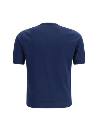 Prada Logo-Embroidered Cotton Crew T-Shirt - Navy