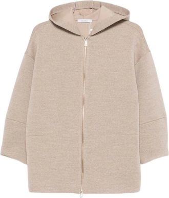 Max Mara Femme, Sweatshirts et sweats &agrave; capuche, Beige, Taille: 36 FR Giacca Cardigan zip e cappuccio Vinci